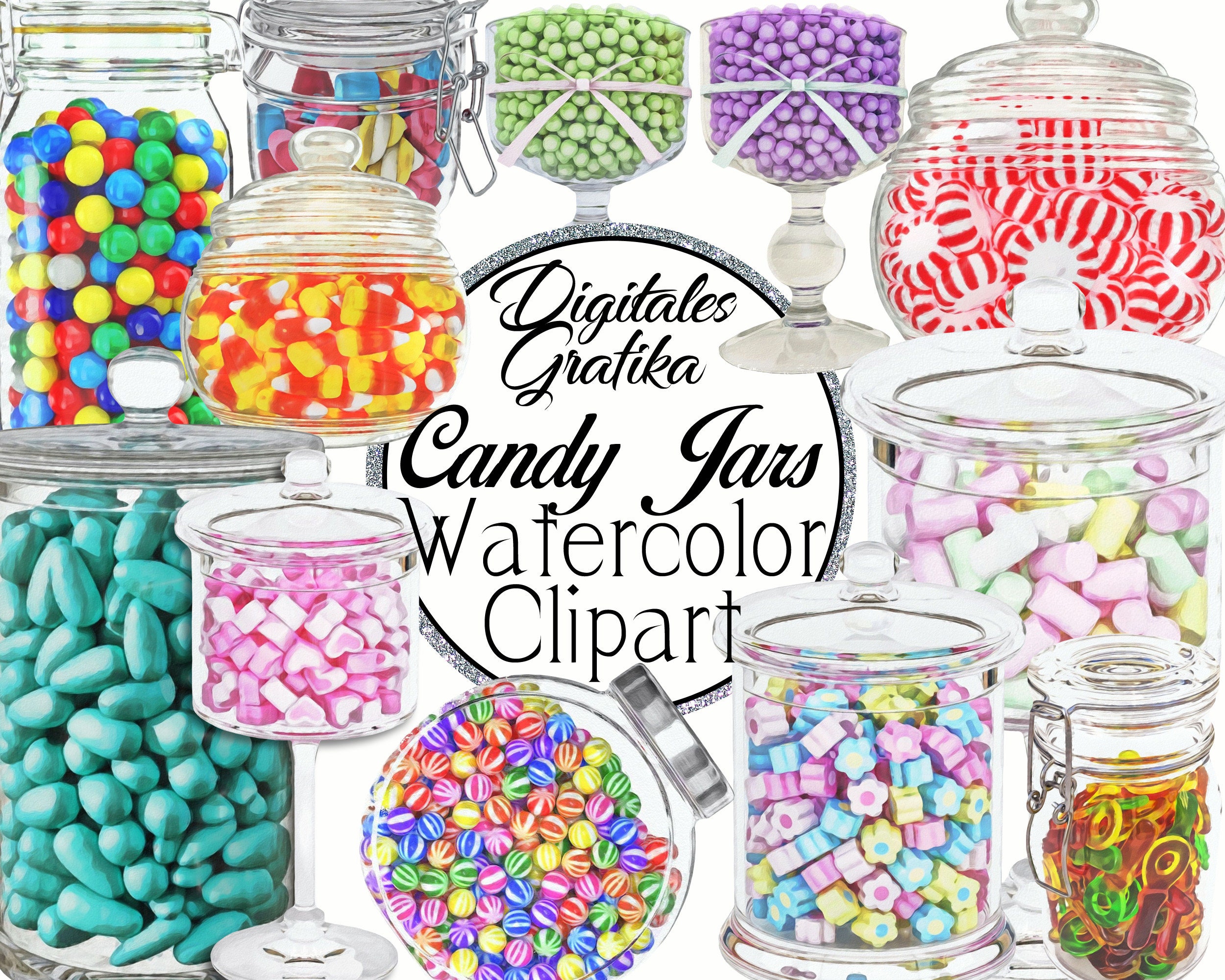 CANDY JARS WATERCOLOR Clipart Sweets Clip Art Candy Clip - Etsy