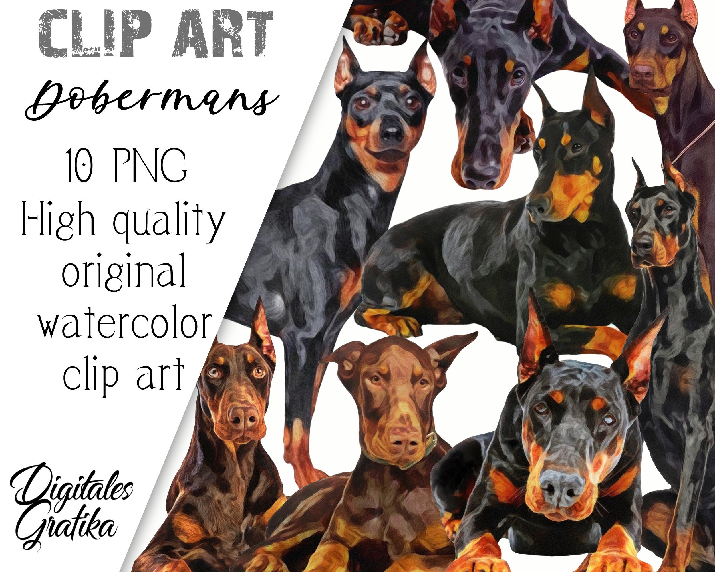WATERCOLOR DOBERMAN CLIP Art Large Dog Clip Art Animal Clip - Etsy