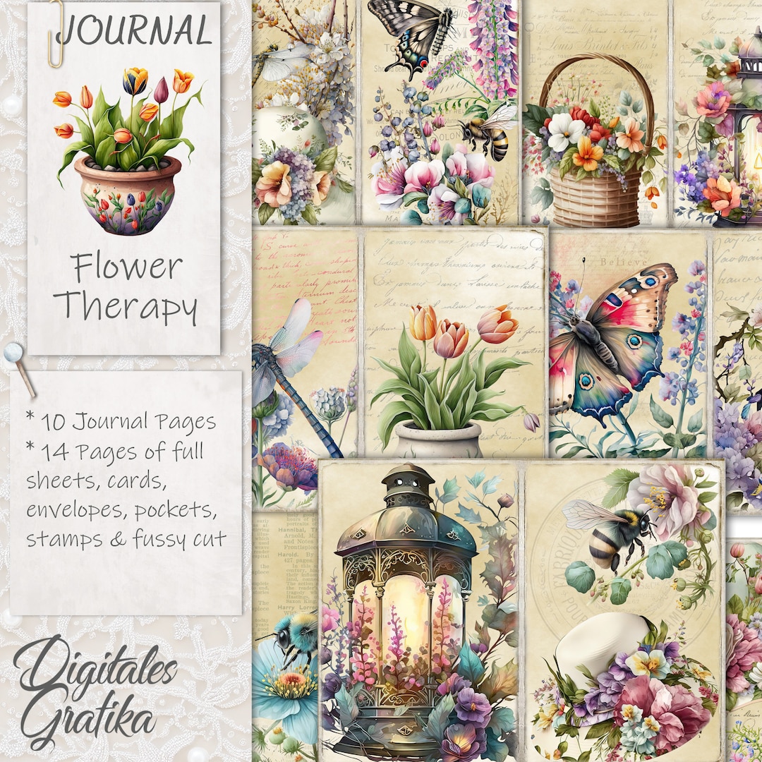 FLOWER THERAPY JOURNAL Kit | Flower Journal | Pages | Envelopes | Paper ...