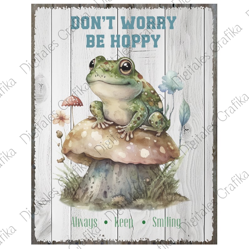 HAPPY LITTLE FROGS, Vintage Frogs Sign, Cute Frog Poster, Wall Art ...