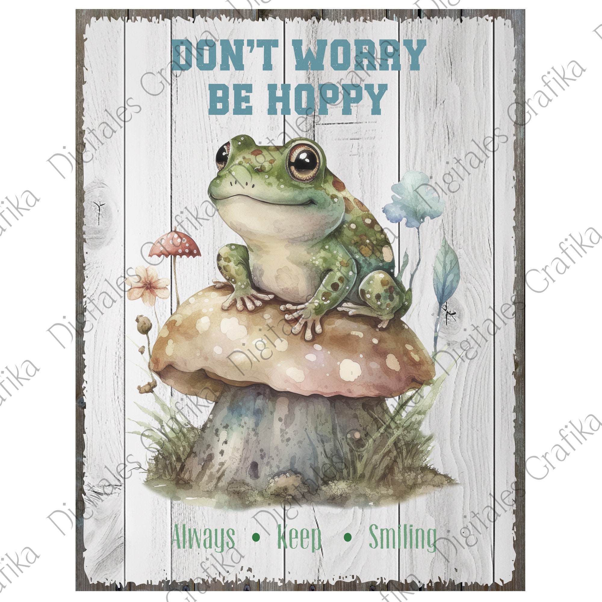 HAPPY LITTLE FROGS, Vintage Frogs Sign, Cute Frog Poster, Wall Art ...