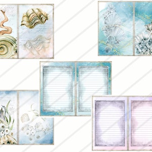 SERENE OCEAN JOURNAL Kit, Pages, Envelopes, Marine Paper, Paper ...