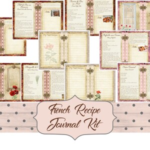 FRENCH RECIPE JOURNAL Kit Cooking Journal Pages Download Printable ...