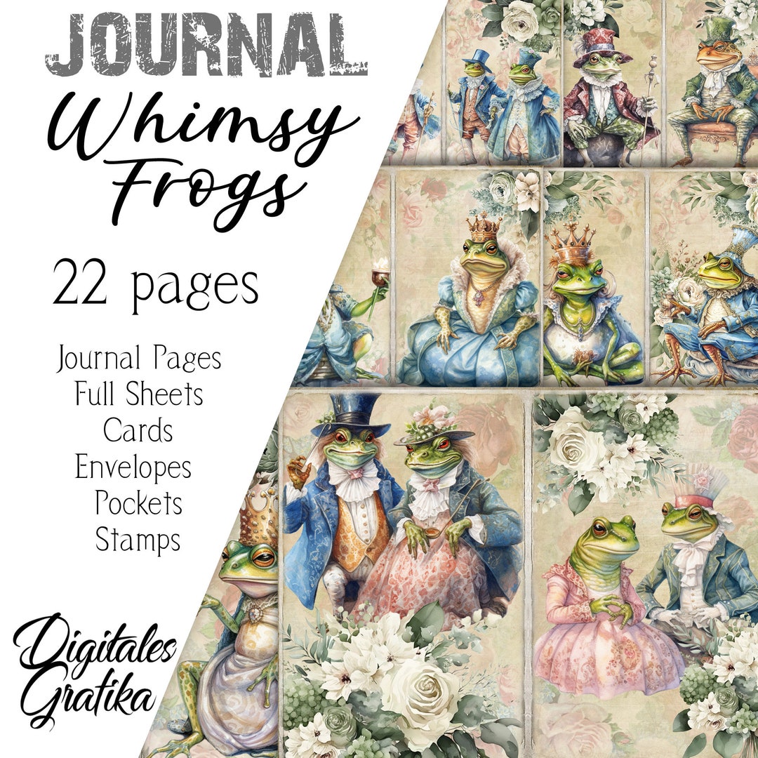 WHIMSY FROGS JOURNAL Kit, Animal Journal, Flowers, Funny Frogs - Etsy