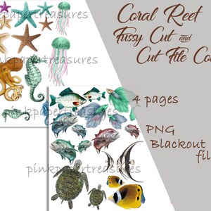 Printable Coral Reef Fussy Cut Images, Digital Ocean Scrapbook, Fish ...