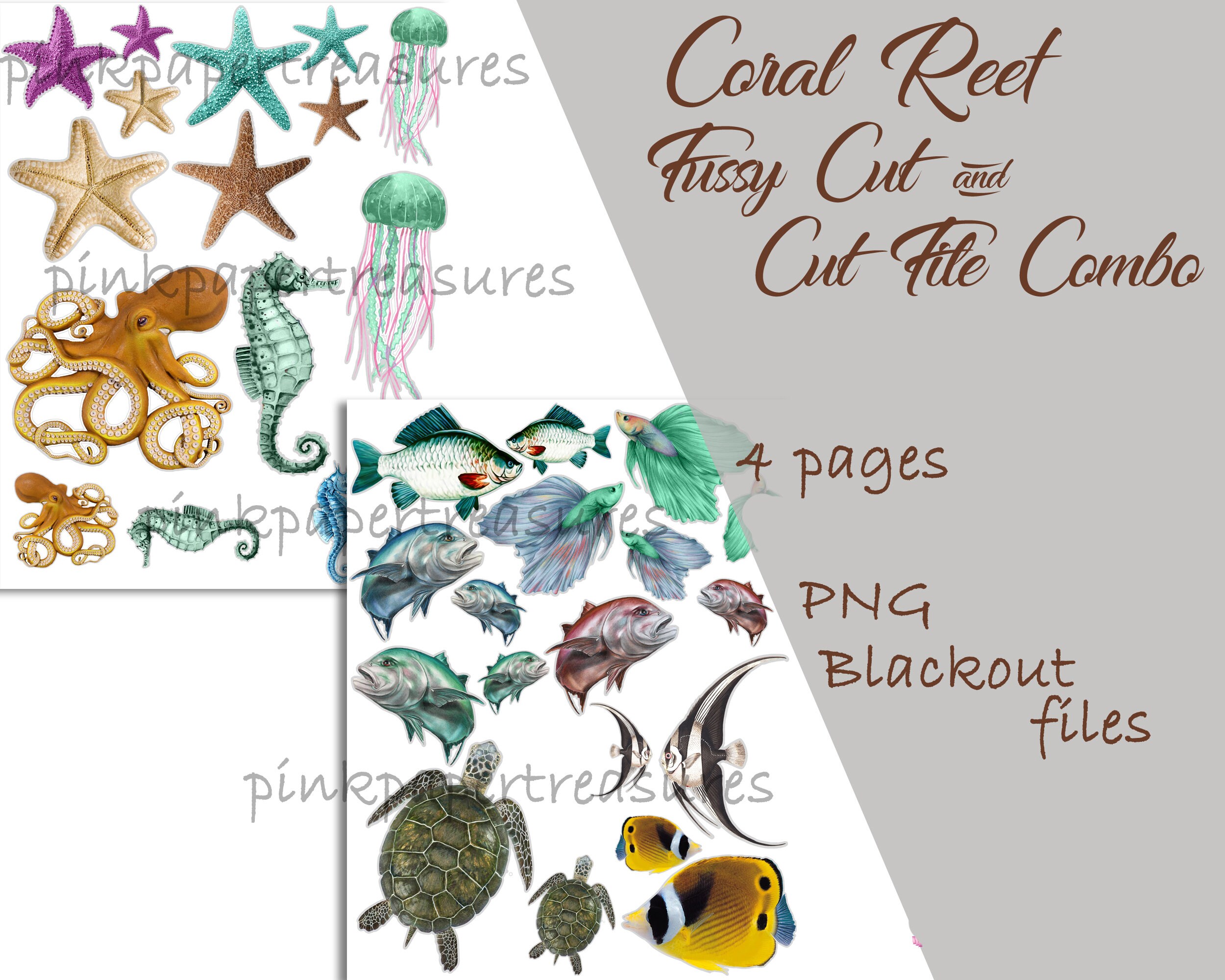 Printable Coral Reef Fussy Cut Images Digital Ocean - Etsy