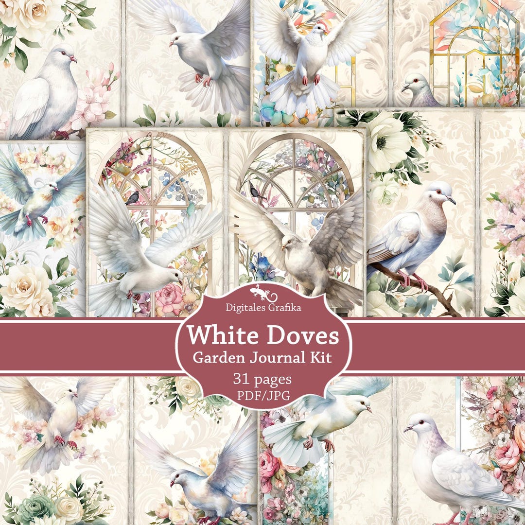White Doves Junk Journal Kit, Peace & Faith Ephemera Printable ...