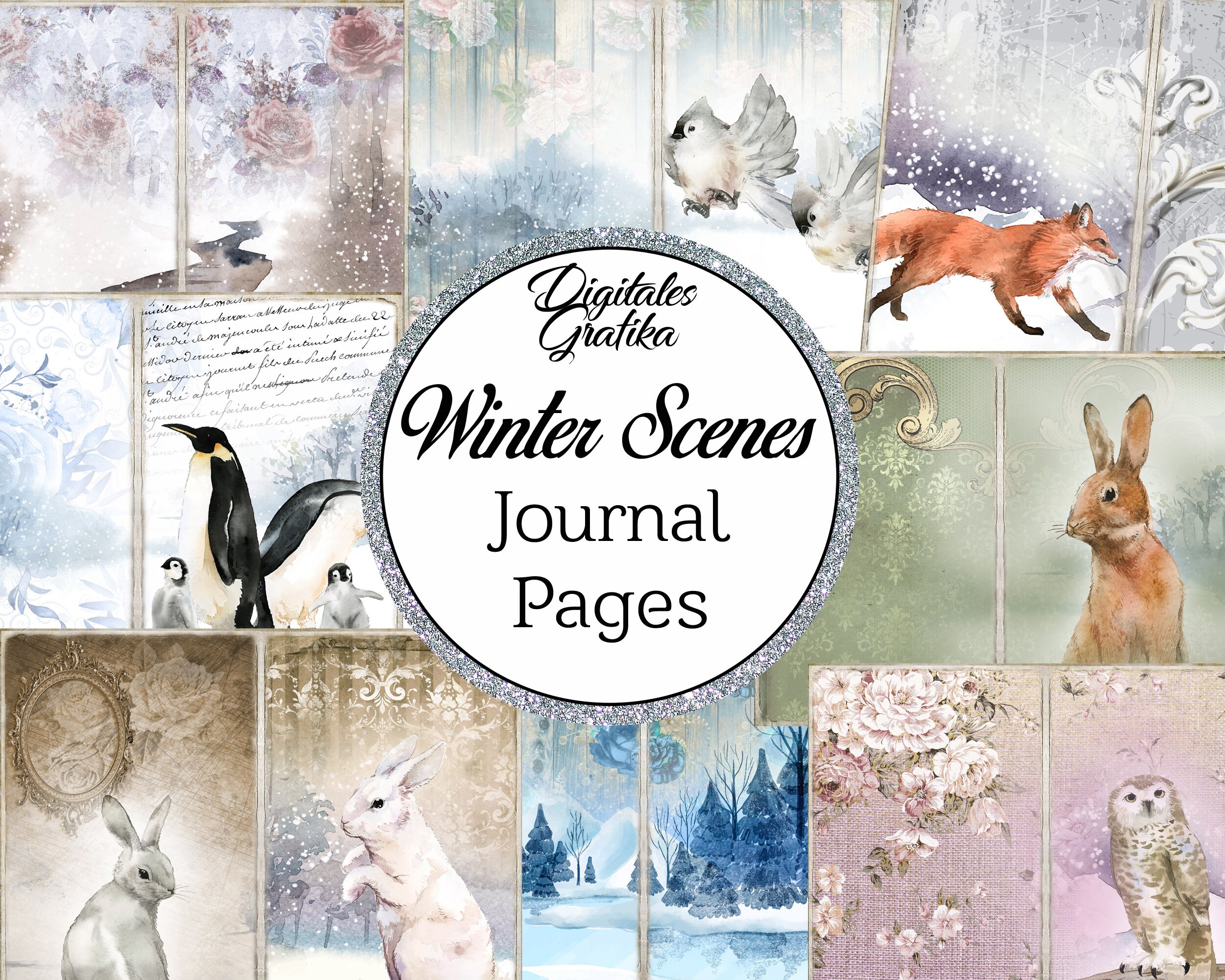 WINTER SCENES JOURNAL Pages Instant Download Printable Junk - Etsy UK
