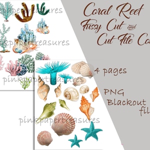 Printable Coral Reef Fussy Cut Images, Digital Ocean Scrapbook, Fish ...