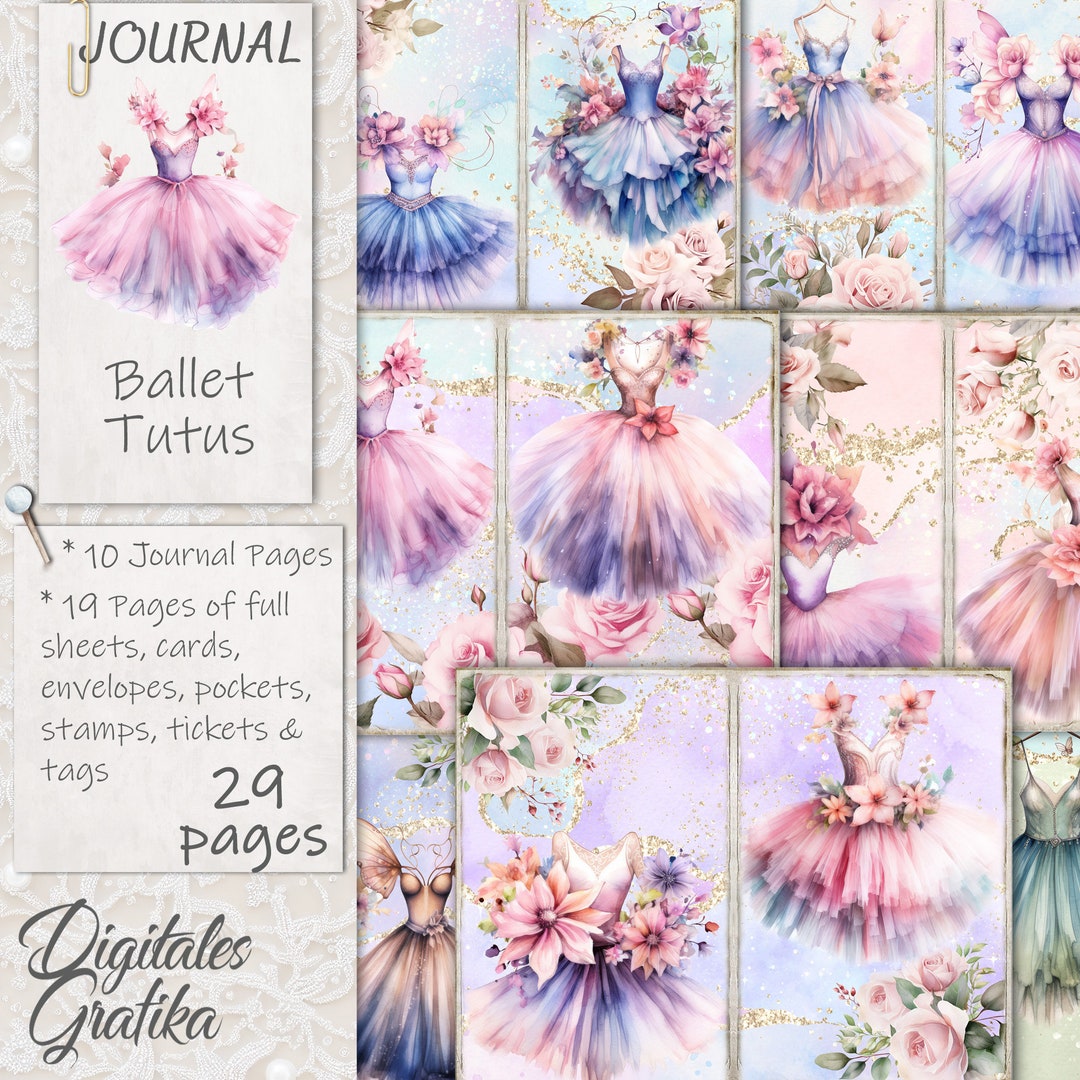 BALLERINA TUTUS JOURNAL Kit, Ballet Junk Journal, Journal Pages, Full ...