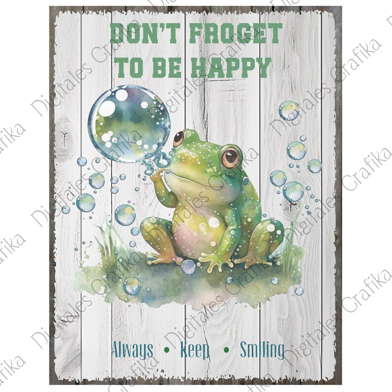 HAPPY LITTLE FROGS, Vintage Frogs Sign, Cute Frog Poster, Wall Art ...