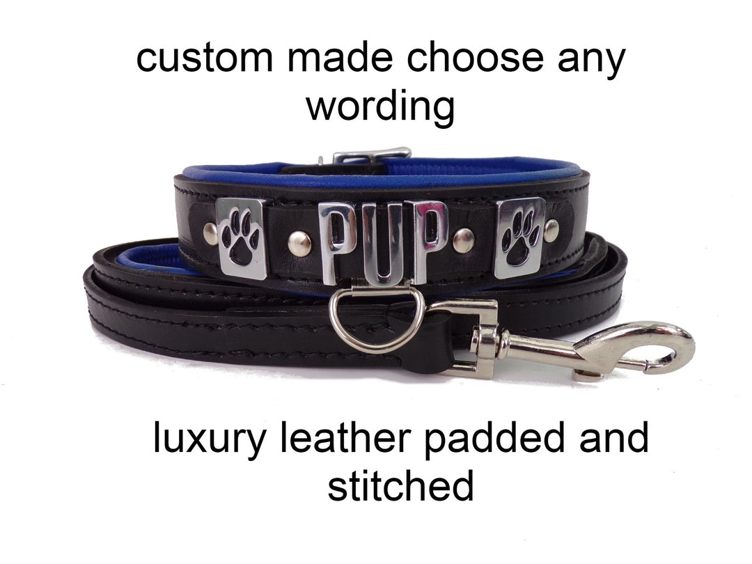 Pup Play Collar and Leash Set I Choose Your Own Words I Pet Play Gear I ...
