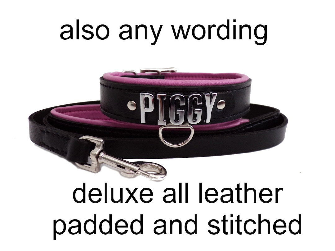 Leather Choker Collars and Leash I Choose Your Own Word | Quality ...