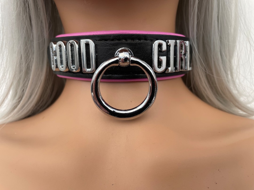 Good Girl Collar L Genuine Leather Collar I Choose Your Word I 30mm ...
