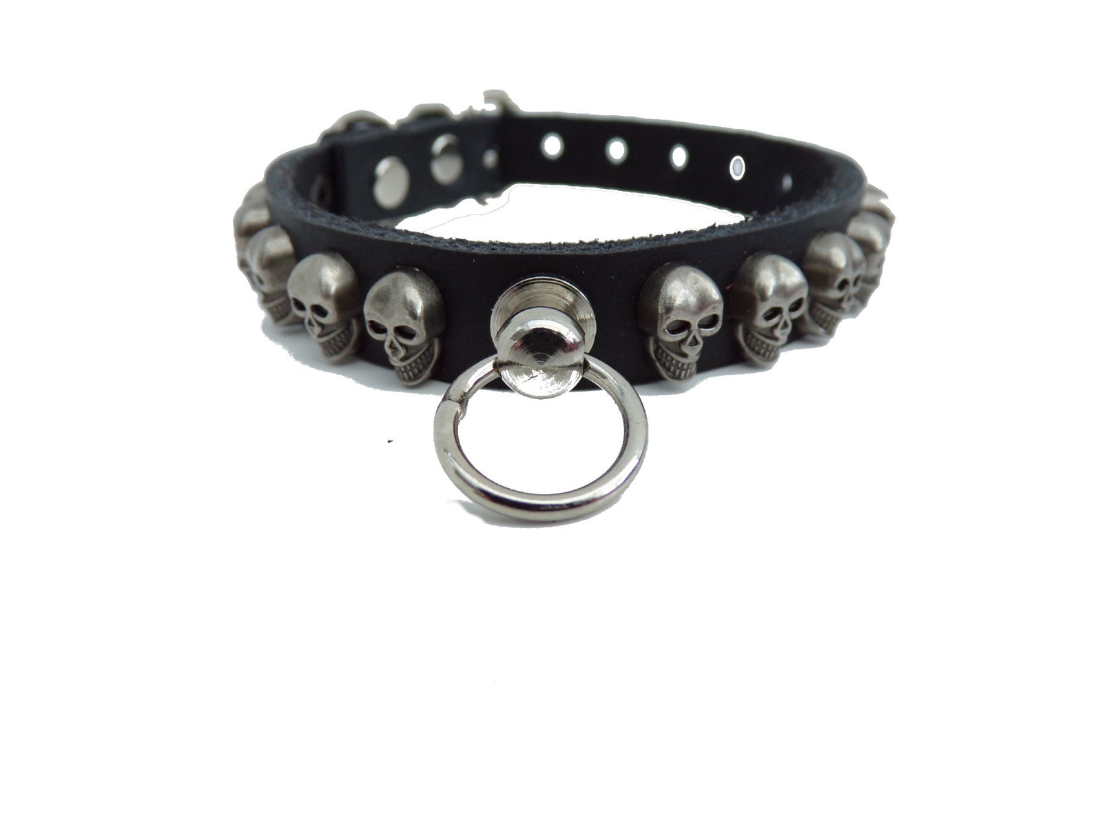 Handmade Real Leather Dog Collar With Skulls Studs Spiked Chihuahua ...