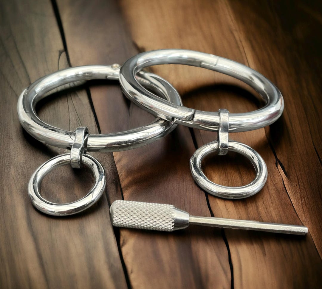 BDSM Silver Stainless Steel Handcuffs, Eternity Cuffs, Locking Cuffs ...