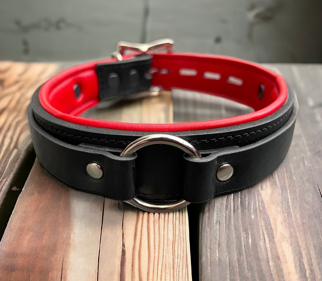 Real Leather Collar I Choker Collar Black Padded Leather I 30mm Wide ...