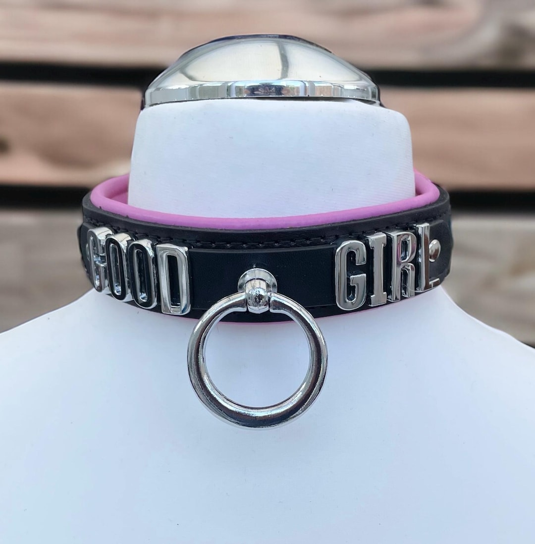 Good Girl Collar L Genuine Leather Collar I Choose Your Word I 30mm ...