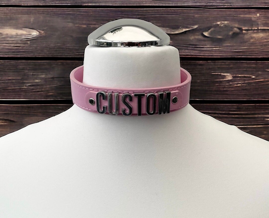 Leather Collar Leather Collar Choker 24mm Wide 20mm Chrome Letters ...
