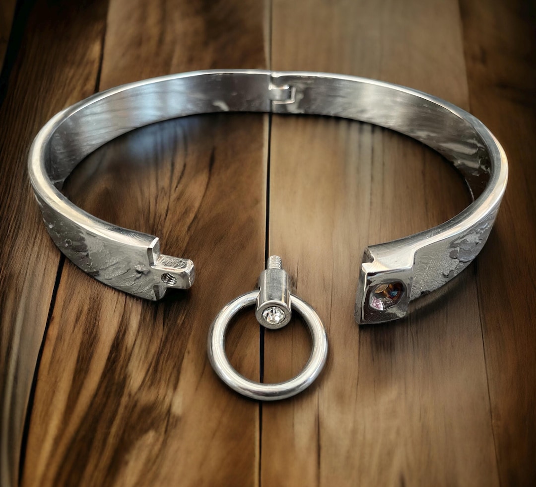 BDSM Silver Stainless Steel Collar, Eternity Collar, Easy Fit Collar ...