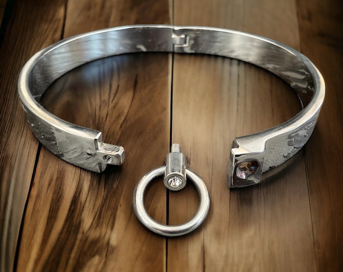 BDSM Silver Stainless Steel Collar, Eternity Collar, Locking Collar ...