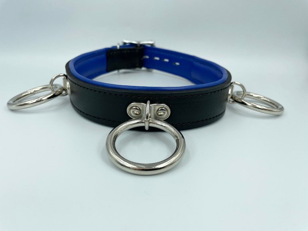 Locking Restraint Collar 30mm Wide I 3 X 35mm O Rings Quality Bondage ...