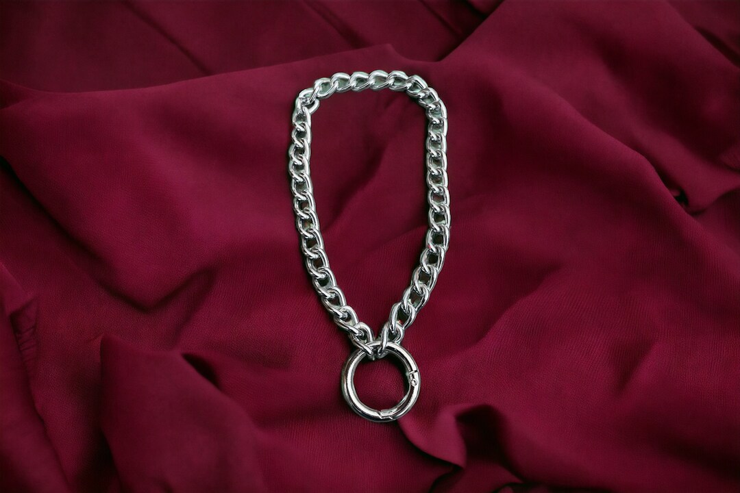 Discrete Chain Day Collar With O Ring Chain Choker Collar Choker Chain ...