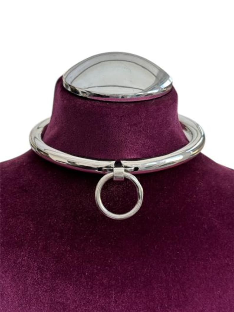 BDSM Silver Stainless Steel Collar, Eternity Collar, Combination ...