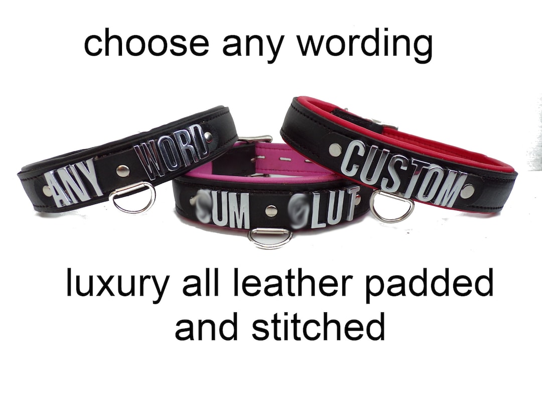 Custom Locking Collar and Leash Set Choose Your Own Words Fetish Padded ...