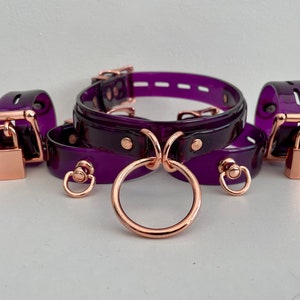 Locking Collar & Cuffs Set PVC Rose Gold Hardware | Custom Handmade ...