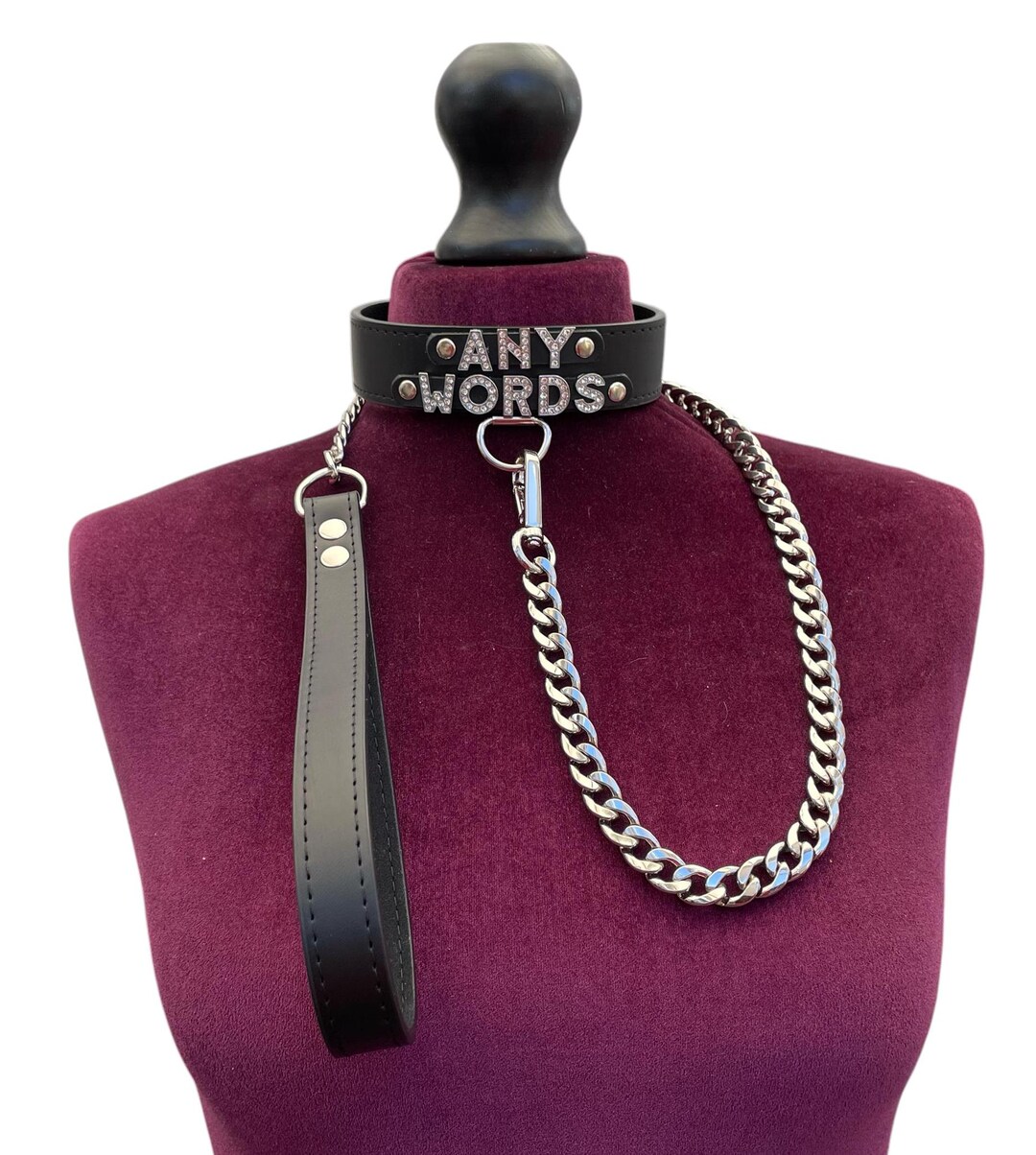 Custom Choker Leather Collar and Leash Set Lockable | Choose Your Own ...