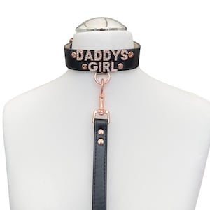 Daddys Girl Collar Faux Leather Collar & Matching Lead I Pink Leather ...