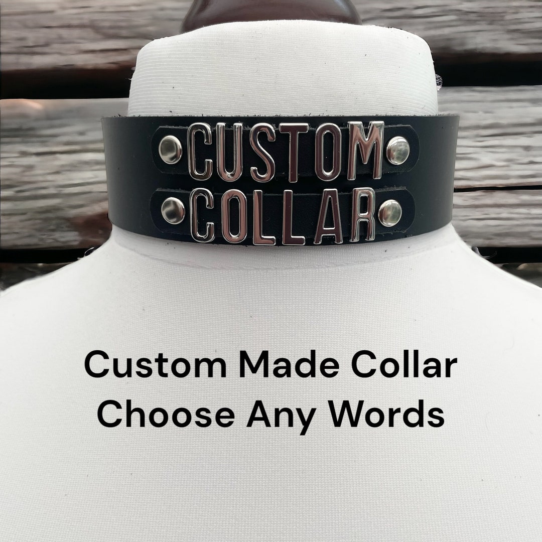 Genuine Leather Collar Choker | Text Collar I Choose Any Name I 30mm ...