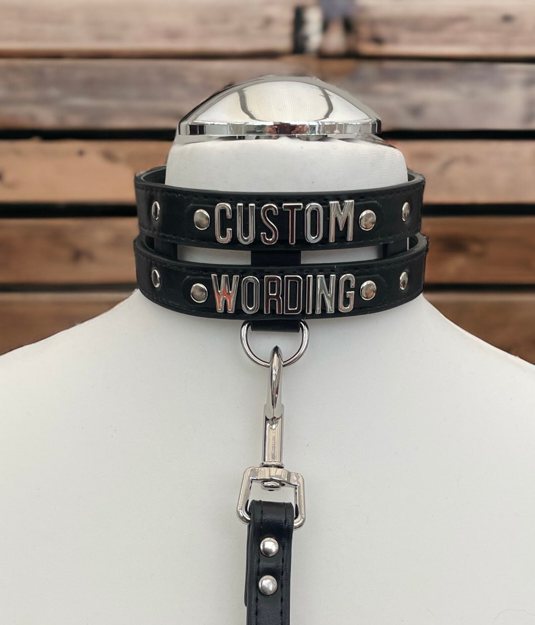 Leather Choker Choose Your Words I Custom Cage Collar & Optional Leash ...