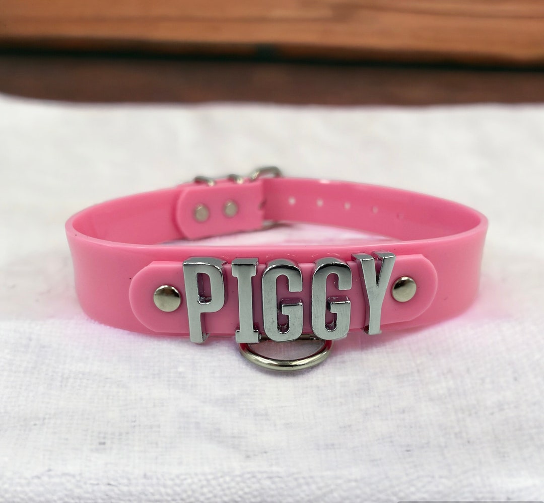 Piggy PVC Collar Custom Made Collar I Choose Any Name I Pink PVC Collar ...