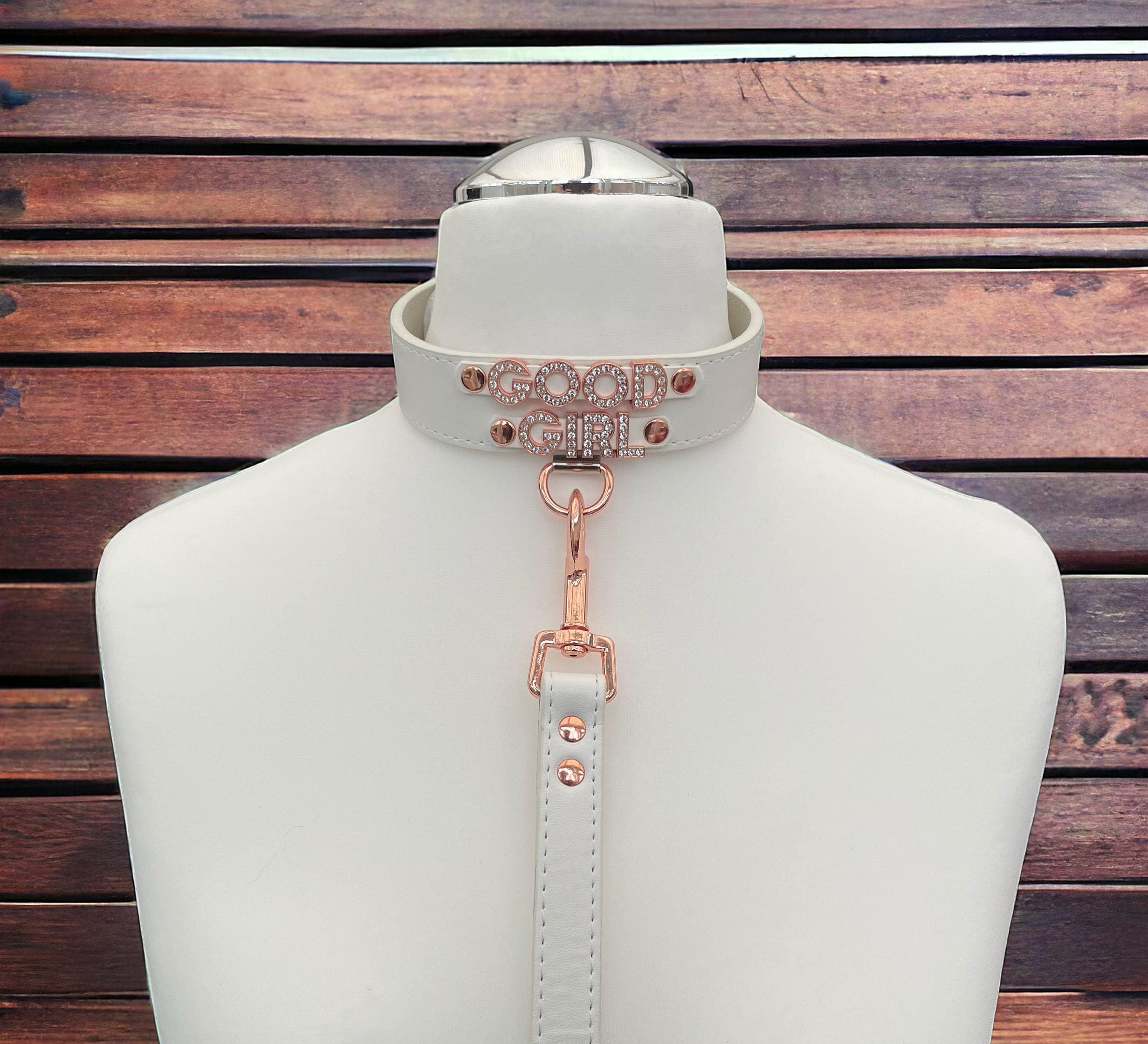 Daddys Girl Collar Faux Leather Collar & Matching Lead I Pink Leather ...