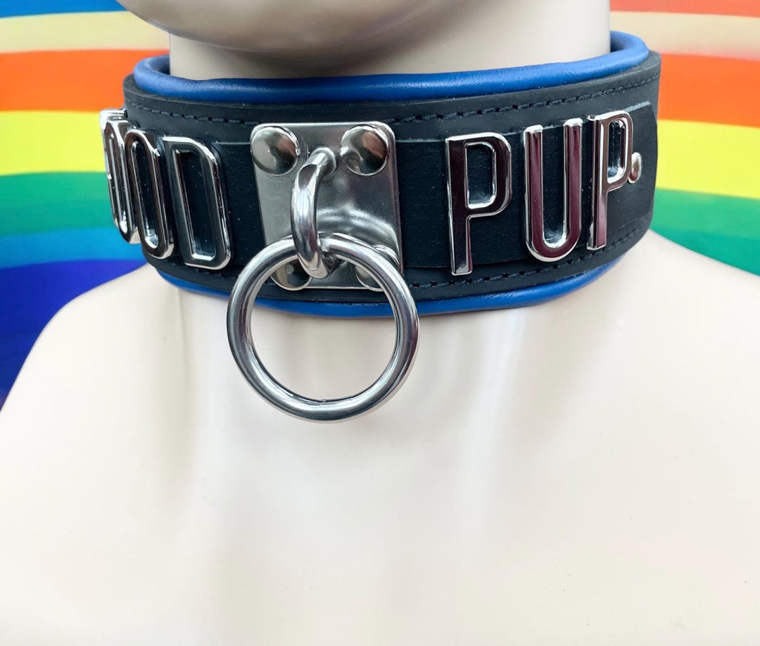 Pup Play Collar L Genuine Leather Collar I Choose Your Word I 50mm Wide ...
