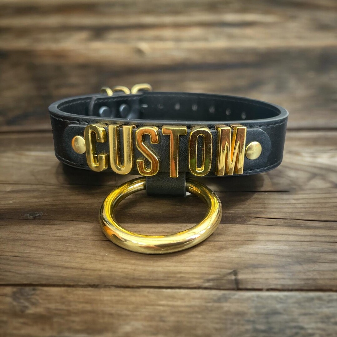 Leather Collar Choker 24mm Wide 20mm Chrome Letters I Leather Choker ...