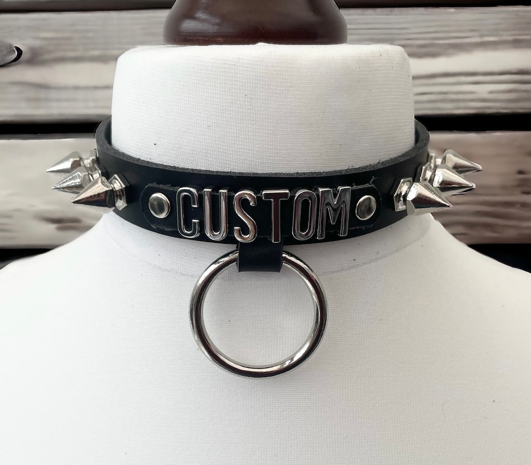 Genuine Leather Spiked Collar With O Ring | Personalized Spiked Collar ...