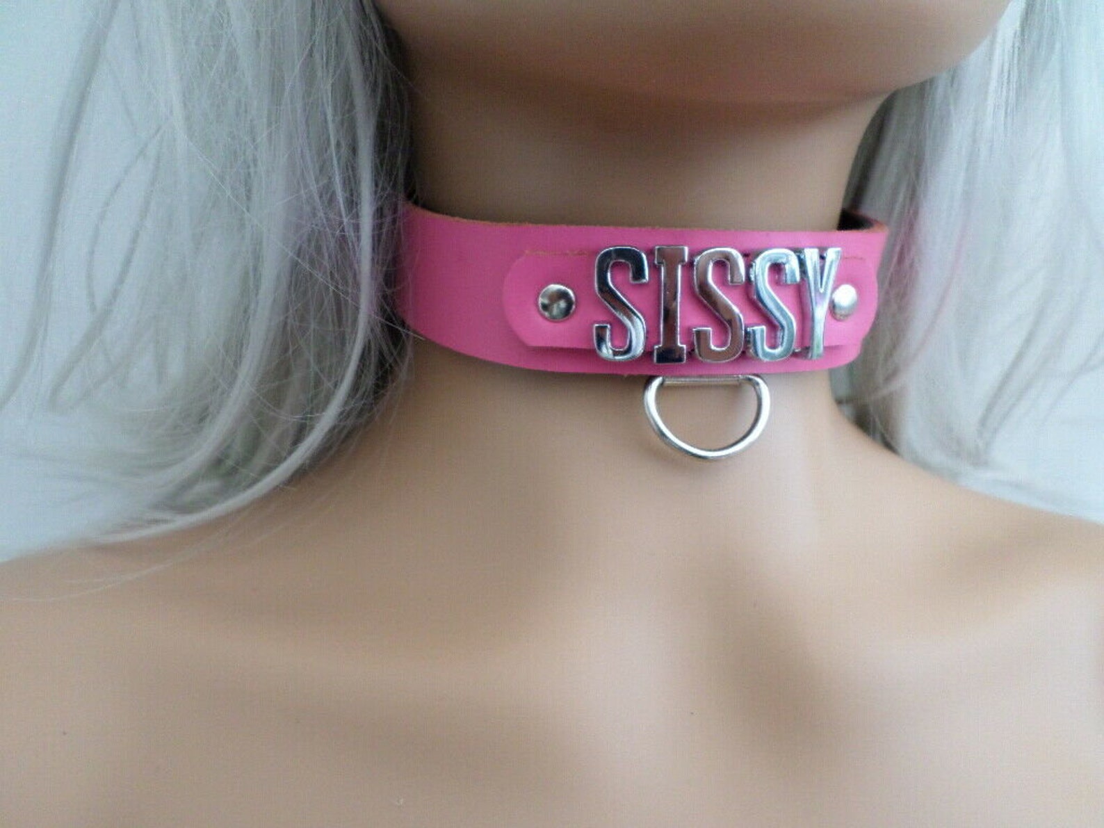 Real Leather Fetish Bondage Sissy Collar 24 Mm With 18mm Etsy