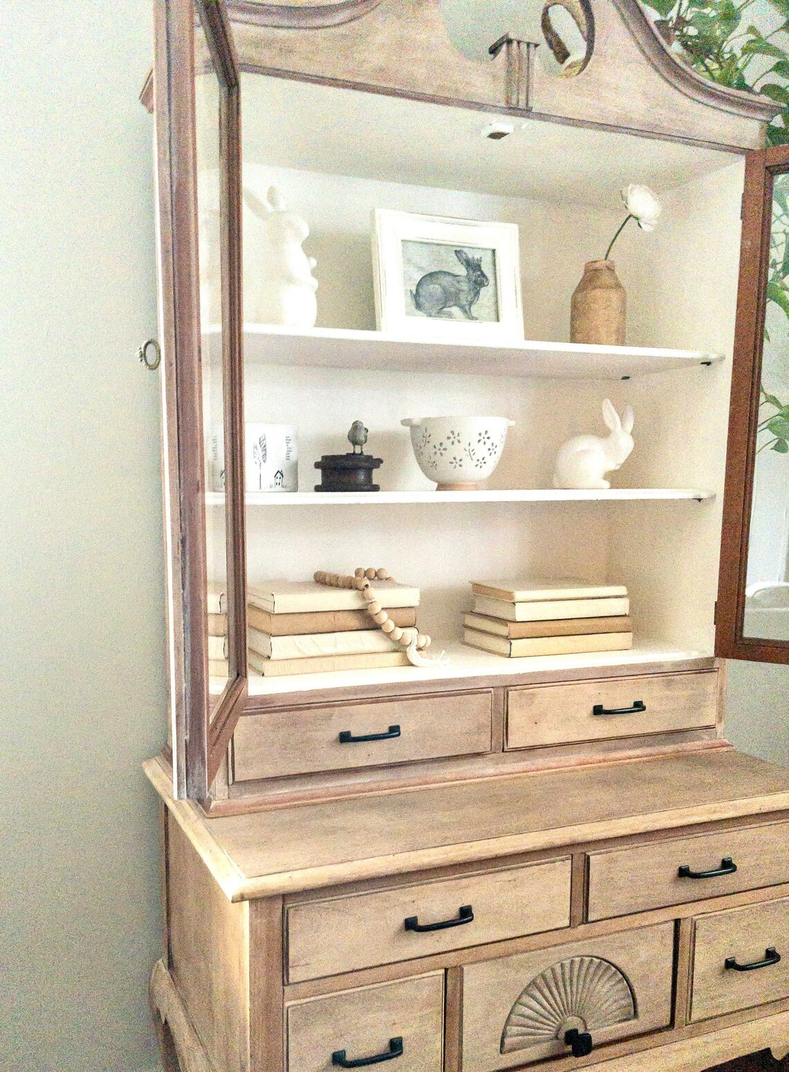 Sold****vintage Step Back Hutch With Shelves, Wood Hutch With Drawers ...