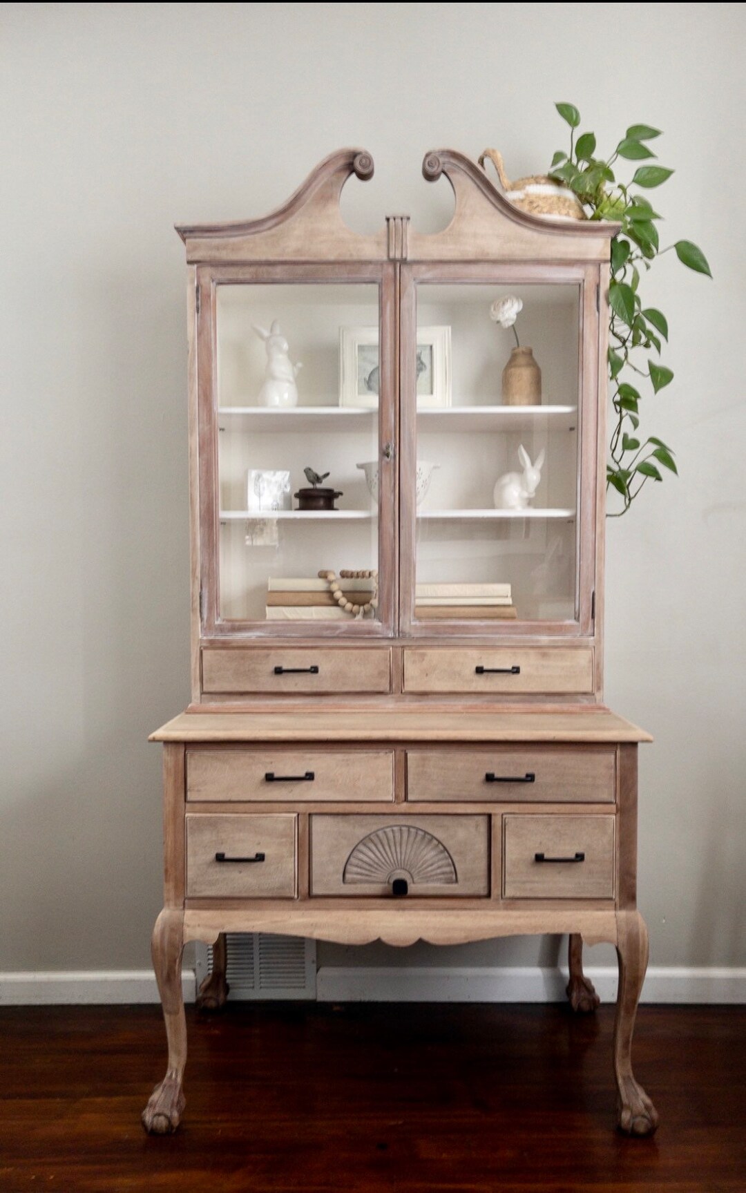 Sold****vintage Step Back Hutch With Shelves, Wood Hutch With Drawers ...