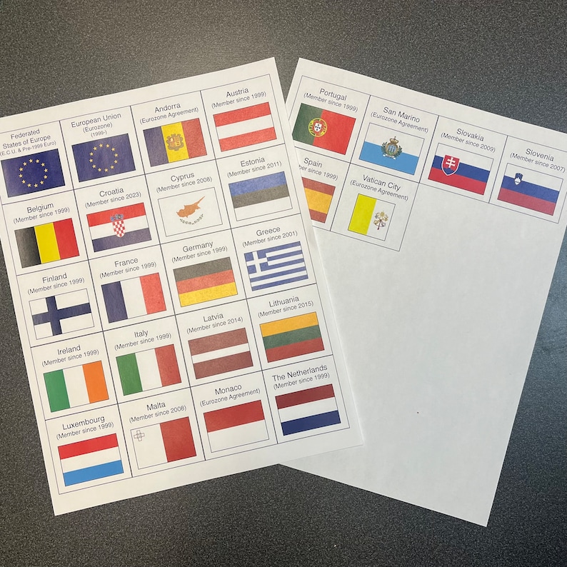 Coin Collection | 2x2 Euro Coin Binder Labels / Country Dividers (with ...