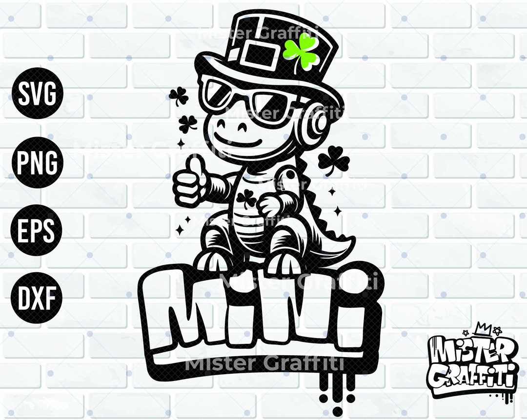 Lucky Dino Irish Dada SVG, Dino Clipart St. Patrick's Day Kids SVG ...