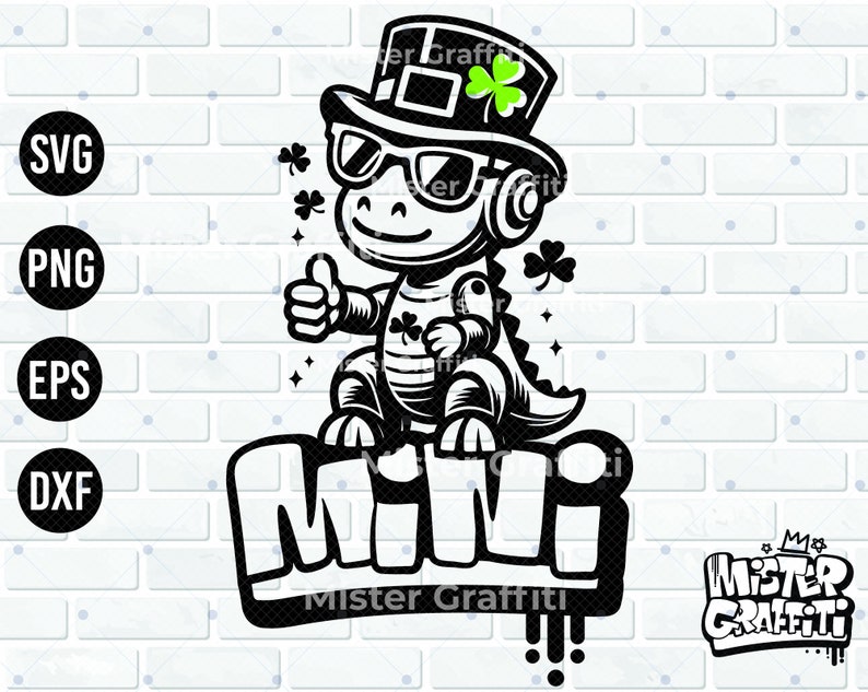 Lucky Dino Irish Dada SVG, Dino Clipart St. Patrick's Day Kids SVG ...