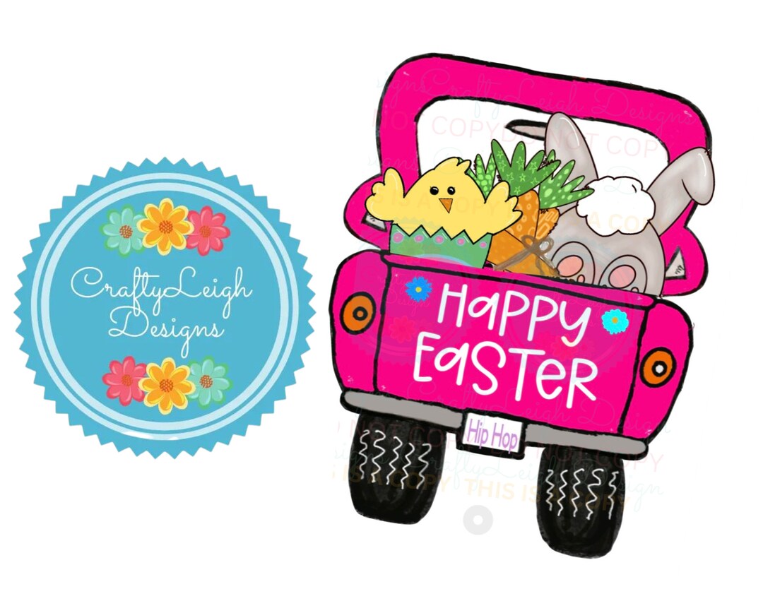 Happy Easter Pink Pickup Truck Png, Easter Pickup Png, Easter Chick ...