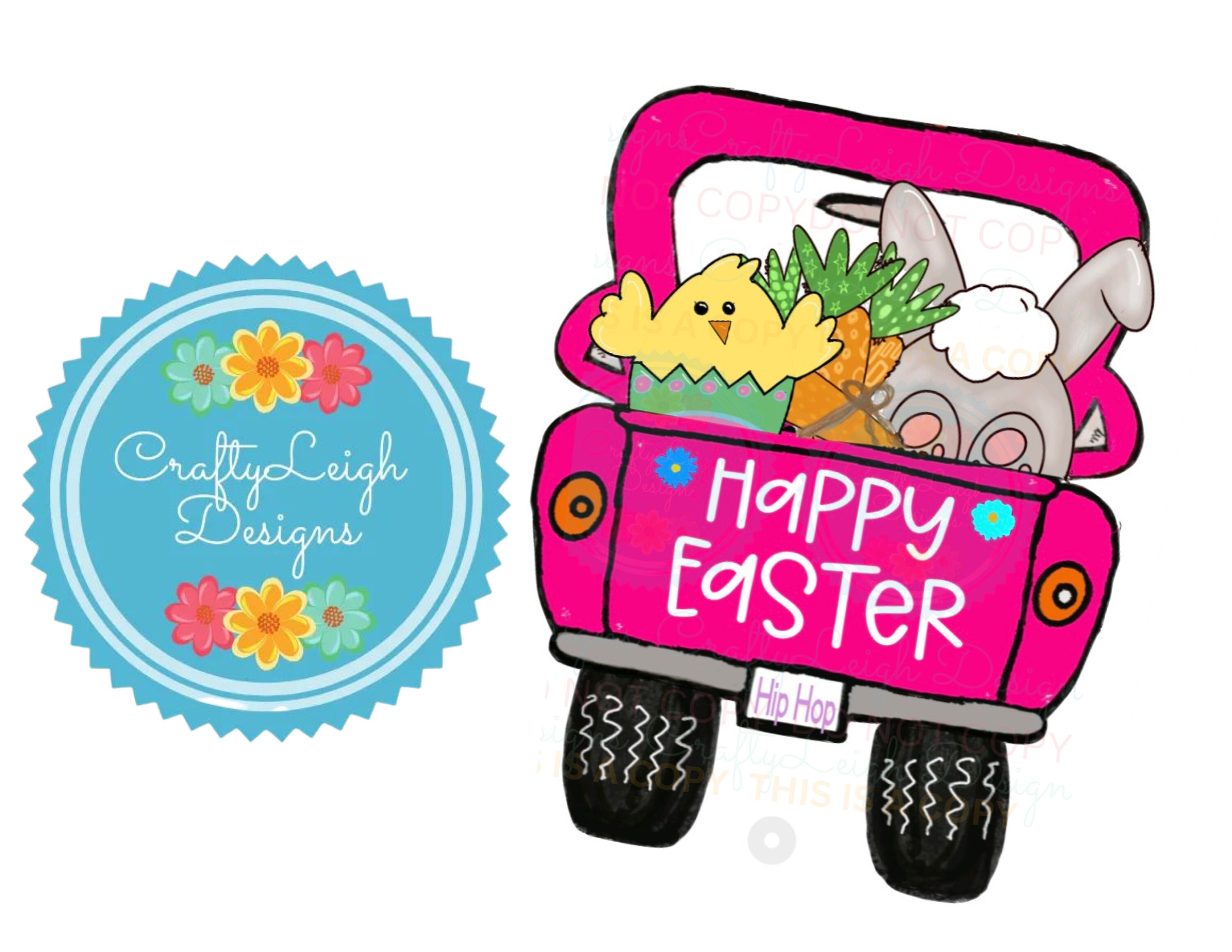Happy Easter Pink Pickup Truck Png, Easter Pickup Png, Easter Chick ...