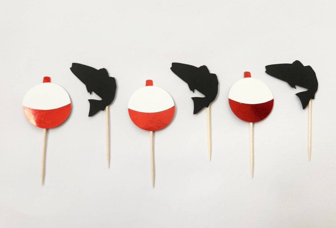 Fishing Theme Cupcake Toppers. Bass. Floaty. Fisherman. Cottage. Bobber ...