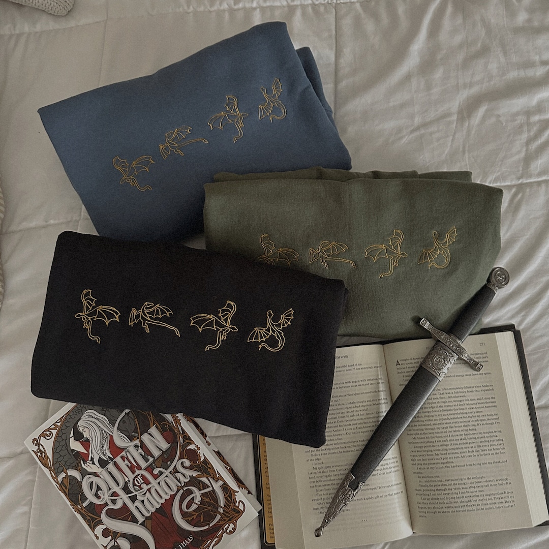 The Mini Dragon & Wyvern Embroidered Crewneck | Booktok | Dragon Merch ...