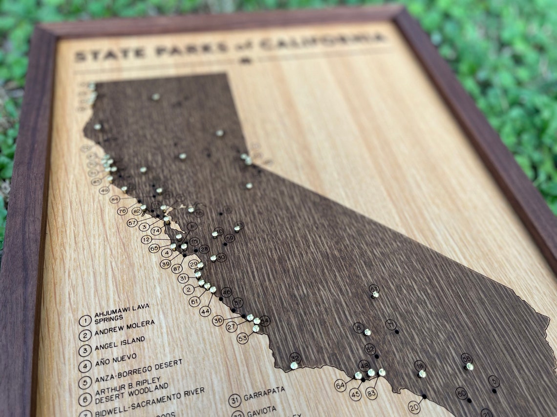 California State Parks Push Pin Map Wooden Travel Tracker Map | Etsy